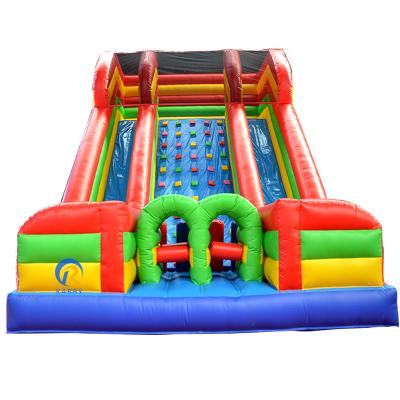 China Accord the actual weight Inflatable Water Slide with Pool Combo Obstacle Double-Lane for sale