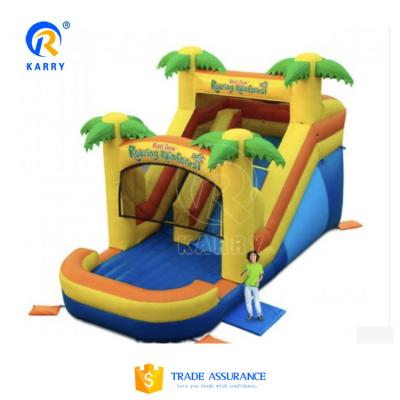 China Accord the actual weight Commercial Inflatable Water Slide with Pool and Palm Tree Design for sale