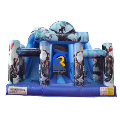 China Commercial Inflatable Dual Lane Slide with Blower Dragon Bouncer and Slide Combo for sale