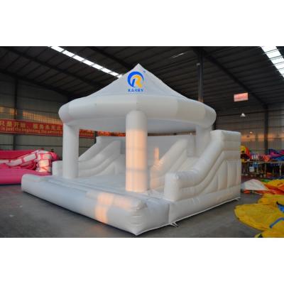 China Inflatable White Dome Wedding Party Bouncy Castle with Dual Lane White Bounce House for sale