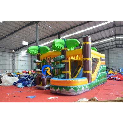 China Kids' Outdoor Adventure Inflatable Bouncer Water Slide with Dinosaur Bounce House for sale
