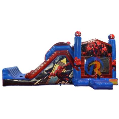 China Unisex Spiderman Water Inflatable Bouncer Slide Combo with Wet/Dry Option for sale