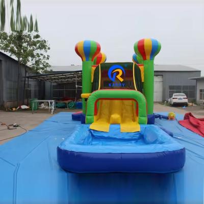 China Kids' PVC tarpaulin inflatable castle slide set with colorful balloons and bounce house for sale