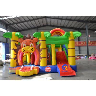 China Customize Accepted Cartoon Lion PVC Inflatable Bouncer Slide Combo for Children's Play for sale