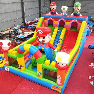 China EN71/CE Certified Inflatable Mario Theme Park Bouncer House Slide for Kids and Adults for sale