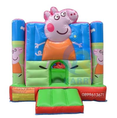 China Unisex PVC Cartoon Pink Piggy Mini Inflatable Castle for Indoor and Outdoor Commercial for sale