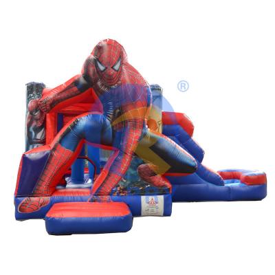 China EN71/EN14960/CE Certified Spiderman Inflatable Bounce House with Water Slide and Pool for sale