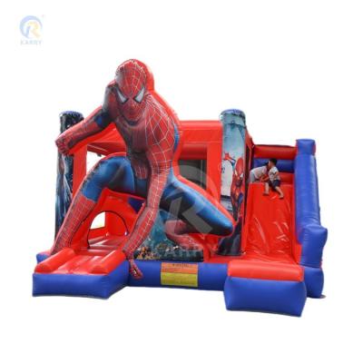 China Unisex Inflatable PVC Commercial Spiderman Bounce House with Slide Blower Included for sale