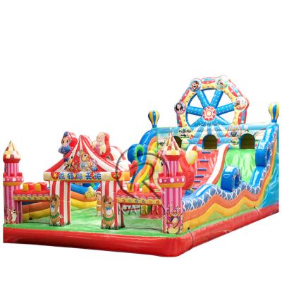 China Inflatable Combo Castle Slide with Ferris Wheel Jump Bounce House and Obstacle Course for sale