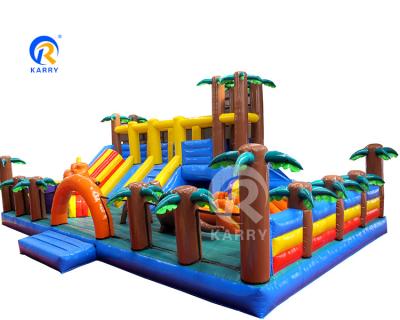 China Amusement Park Playing Equipment Dinosaur Theme Inflatable Fun City Castle Slide Combo for sale