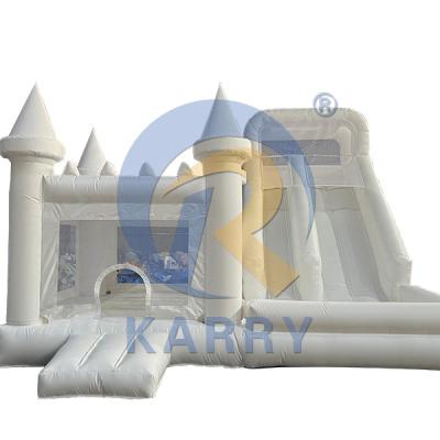 China Commercial Movable Pool White Wedding Bounce House with Slide and Blower Included for sale