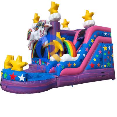China Customized Size Inflatable Houses Bounce House Water Slide with Rainbow Unicorn Design for sale