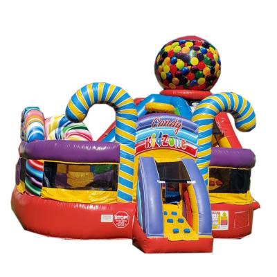 China Kidzone Commercial Inflatable Candy House Theme Castle Moonwalk Bouncer for Home for sale