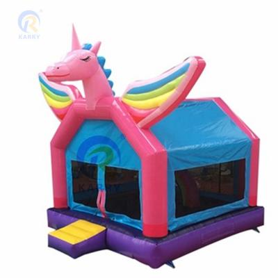 China Commercial Rainbow Spotted Unicorn Inflatable Bouncy Castle Combo Slide Acceptable OEM for sale