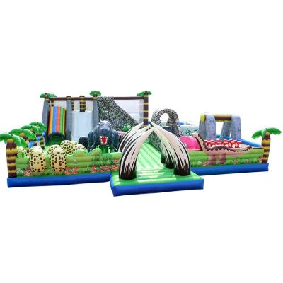 China CE Certificate Portable Dino Inflatable Trampoline Bouncer Combo City Slide for Kids for sale
