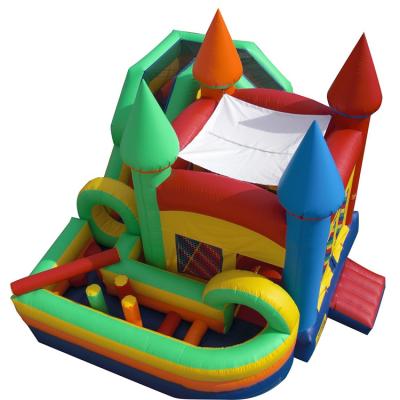 China Carton Inflatable Bouncer Theme Commercial Combo Slide with Pool Blower With Blower for sale