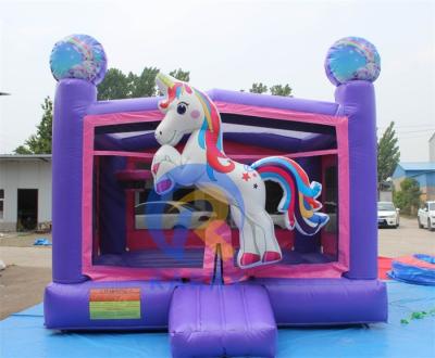 China Unisex 3D Rainbow Unicorn Inflatable Castle for Customized Size Bouncy Castle House for sale