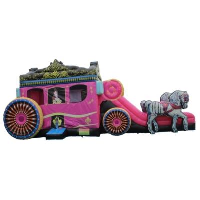China 14 Years up Outdoor Playground Princess Carriage Inflatable Bounce House with Slide for sale