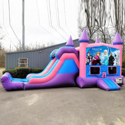 China Outdoor Playground Inflatable Frozen Bouncy Castle with Slide Commercial Grade Durable for sale