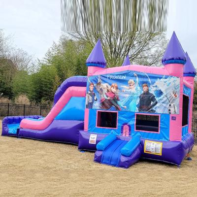 China Outdoor Playground Inflatable Frozen Bouncy Castle with Slide Commercial Grade Durable for sale