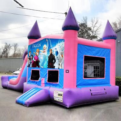 China Outdoor Playground Inflatable Frozen Bouncy Castle with Slide Commercial Grade Durable for sale