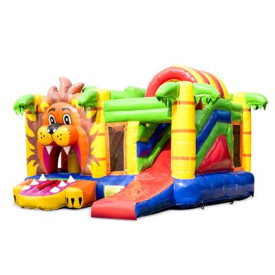 China 14 Years Unisex Inflatable Outdoor Jungle Lion Bouncer with Slide and Jumping Castle for sale