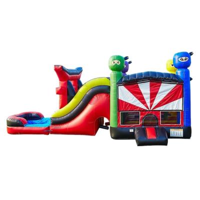 China Customized Color Palm Tree Bouncy Castle with Slide Pool Inflatable Bounce House for sale