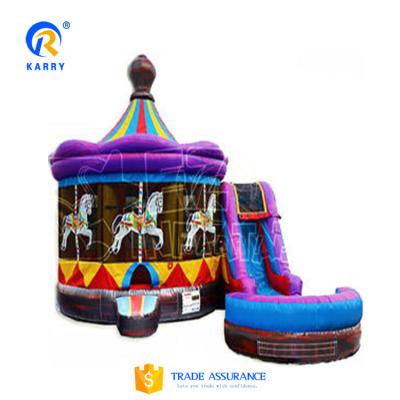 China Features PORTABLE Giant Carousel Bouncy Castle Combo Slide with Customized Color for sale