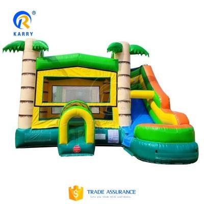 China 14 Years up Age Range Inflatable Bouncing House with Slide and Palm Tree for sale