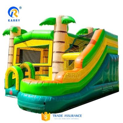 China 14 Years up Age Range Inflatable Bouncing House with Slide and Palm Tree for sale