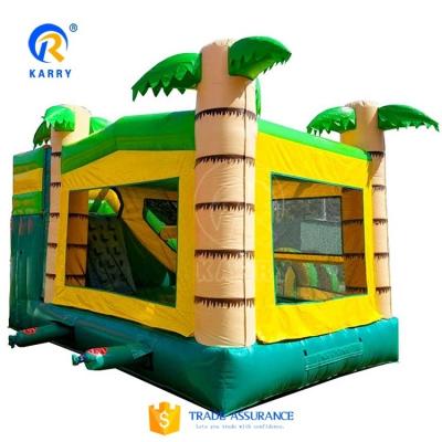 China 14 Years up Age Range Inflatable Bouncing House with Slide and Palm Tree for sale