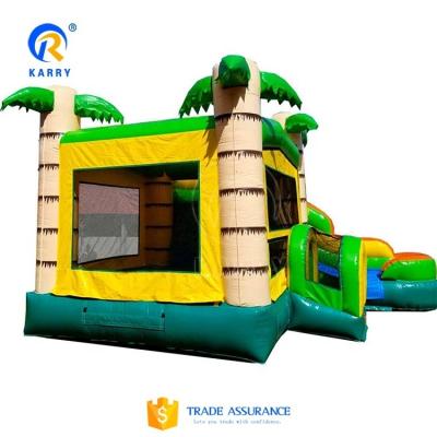 China 14 Years up Age Range Inflatable Bouncing House with Slide and Palm Tree for sale