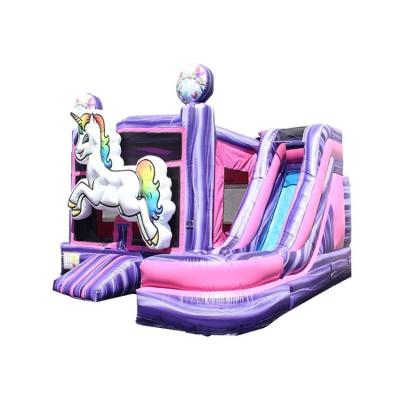 China 5x5m Inflatable Rainbow Unicorn Bouncy Castle Slide Combo Customized Color Collection for sale