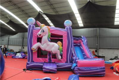 China 5x5m Inflatable Rainbow Unicorn Bouncy Castle Slide Combo Customized Color Collection for sale