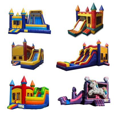 China 5x5m Inflatable Rainbow Unicorn Bouncy Castle Slide Combo Customized Color Collection for sale