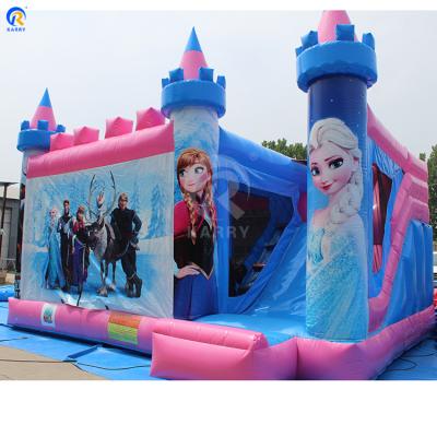 China Outdoor Playground Customized Color Inflatable Bouncy Castle Frozen Theme Bouncer Slide for sale