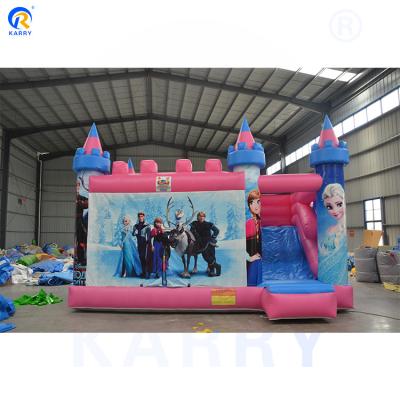 China Outdoor Playground Customized Color Inflatable Bouncy Castle Frozen Theme Bouncer Slide for sale