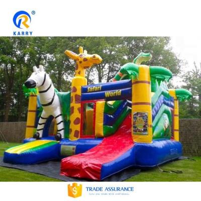 China Jungle Adventure Castle Inflatable Bouncer Slide Combo with Jungle Animal Design for sale