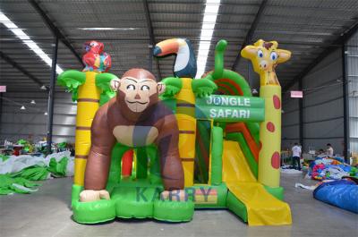 China Jungle Adventure Castle Inflatable Bouncer Slide Combo with Jungle Animal Design for sale