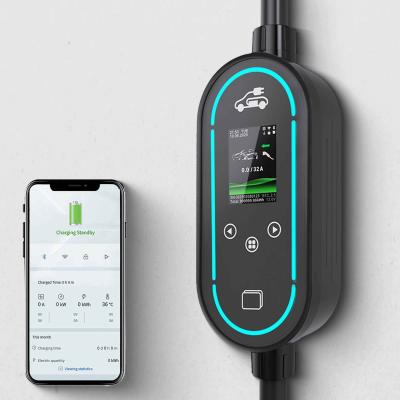 China 7.36kW 32A Portable EV Charger with Type B RCD and LCD Display for sale