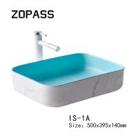 China Rectangular Ceramic Countertop Basin 500x395mm Vessel Sink for Hotel Villa for sale