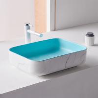 China Rectangular Ceramic Countertop Basin 500x395mm Vessel Sink for Hotel Villa for sale