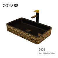 China Rectangular Ceramic Bathroom Sink 600x350x110mm Countertop Vessel Basin Modern Design for sale