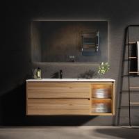 China Anti Corrosion Solid Wood Bathroom Cabinet 23-39in Single Sink Vanity with LED Mirror for sale
