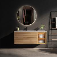 China Anti Corrosion Solid Wood Bathroom Cabinet 23-39in Single Sink Vanity with LED Mirror for sale