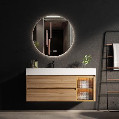 Cina Vanità di galleggiamento dello specchio di legno solido LED del Governo di bagno di rettangolo in vendita