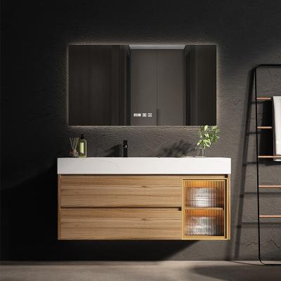 Cina Vanità di galleggiamento dello specchio di legno solido LED del Governo di bagno di rettangolo in vendita