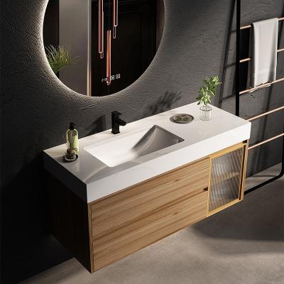 Cina Vanità di galleggiamento dello specchio di legno solido LED del Governo di bagno di rettangolo in vendita