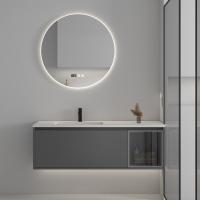 China 3 Doors Solid Wood Bathroom Cabinet with Touch Screen LED Mirror 23-39in for sale