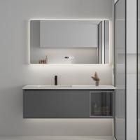 China 3 Doors Solid Wood Bathroom Cabinet with Touch Screen LED Mirror 23-39in for sale